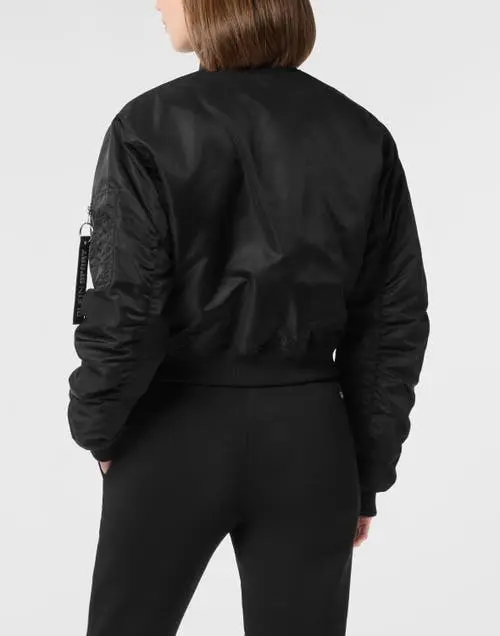 PLEIN SPORT Cropped Padded Bomber Jacket