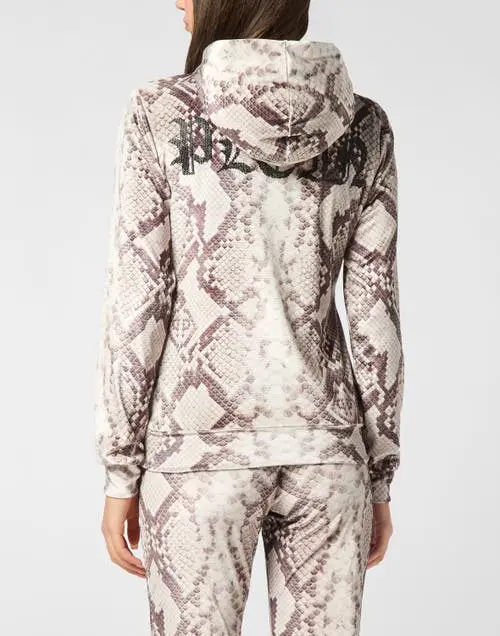 Philipp Plein All-over Python Print Zip Hoodie - Beige