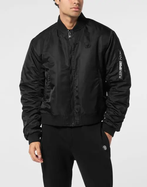 PLEIN SPORT Bomber Jacket Icon With Glossy Finish And Zip Fastener