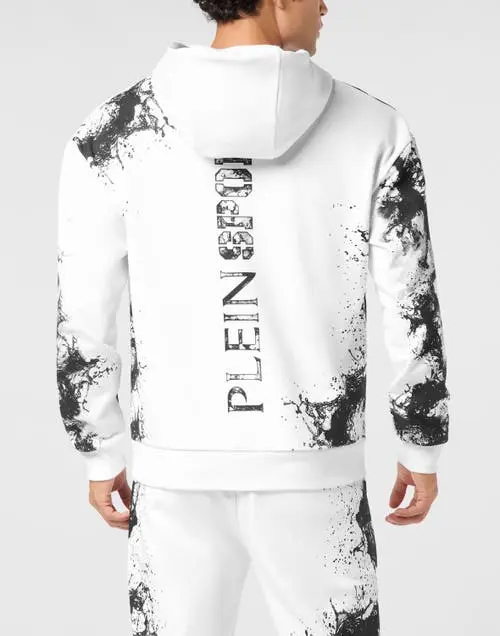 PLEIN SPORT Zip Hoodie Splash Graphic Print - White