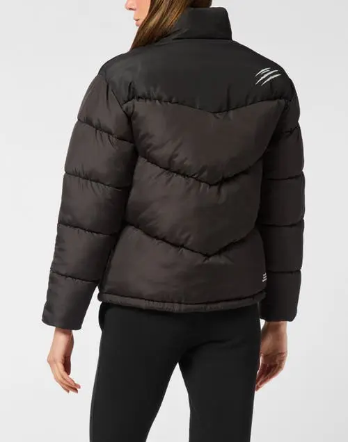 PLEIN SPORT Padded Logo Bomber Jacket - Black