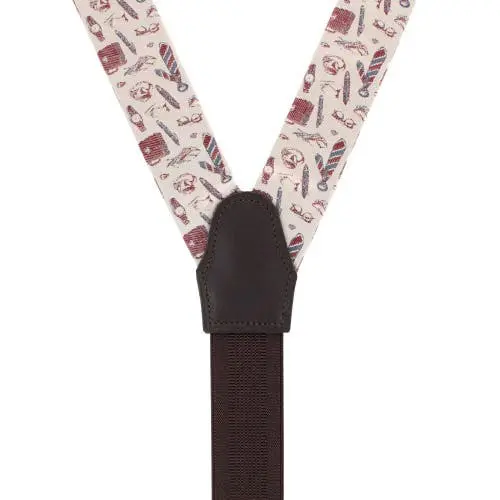Trafalgar Day At The Office Novelty Silk Button End Suspenders