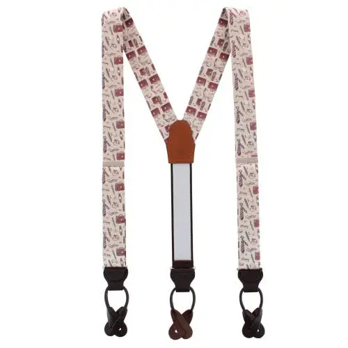 Trafalgar Day At The Office Novelty Silk Button End Suspenders