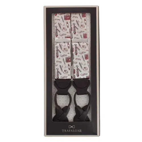 Trafalgar Day At The Office Novelty Silk Button End Suspenders