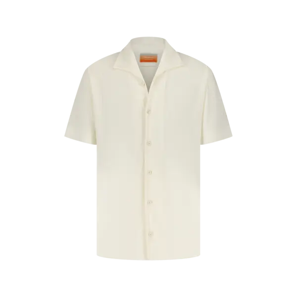 Rivieras Knitted Short Sleeve Shirt With Shark Collar - Ecru