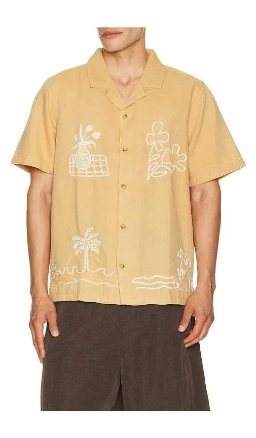 Marine Layer Sol Embroidered Resort Shirt In . Also