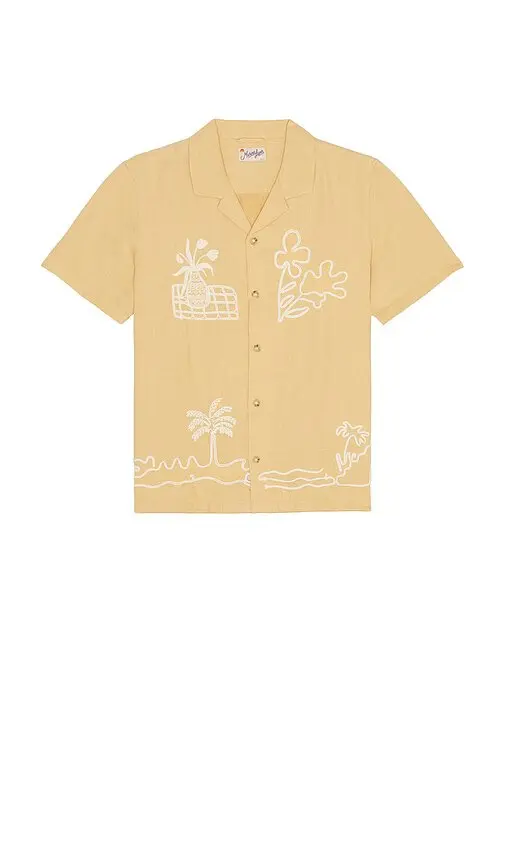 Marine Layer Sol Embroidered Resort Shirt In . Also