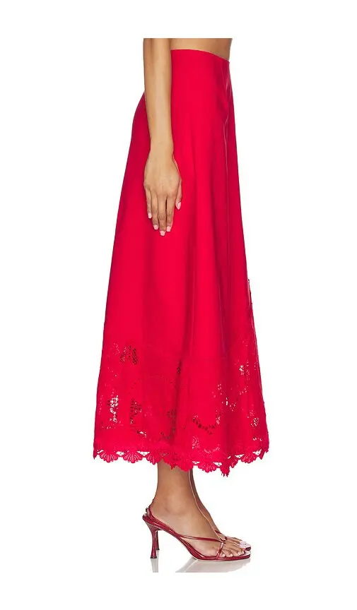 ELLIATT Giovanna A-line Maxi Skirt With Lace Trim