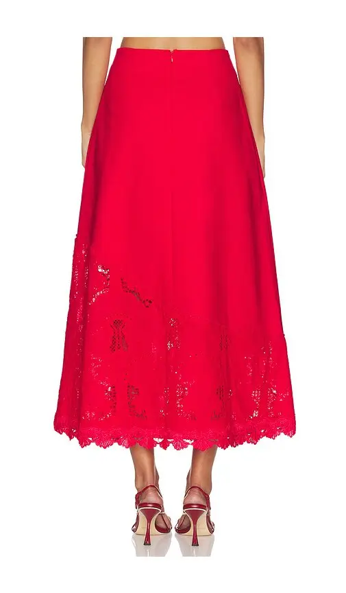 ELLIATT Giovanna A-line Maxi Skirt With Lace Trim