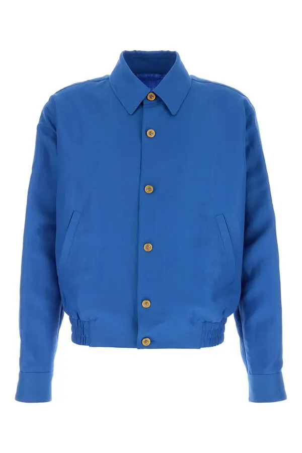 Versace Virgin Wool And Linen Blend Bomber Jacket