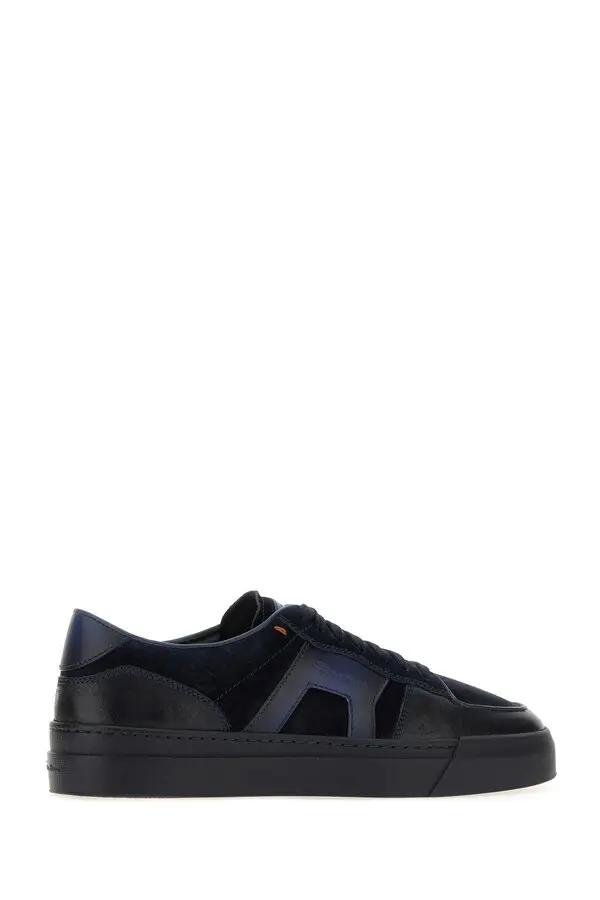 Santoni Leather And Suede Sport Sneakers