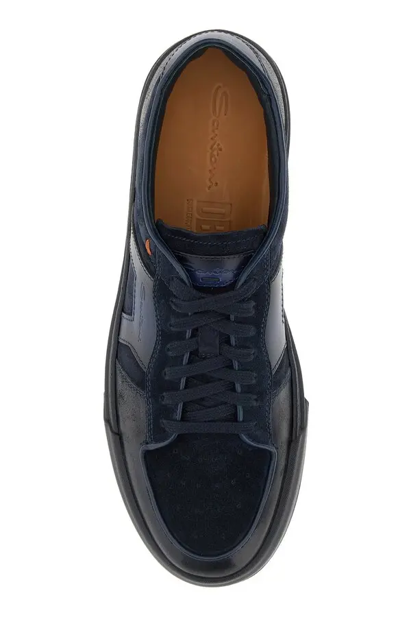 Santoni Leather And Suede Sport Sneakers