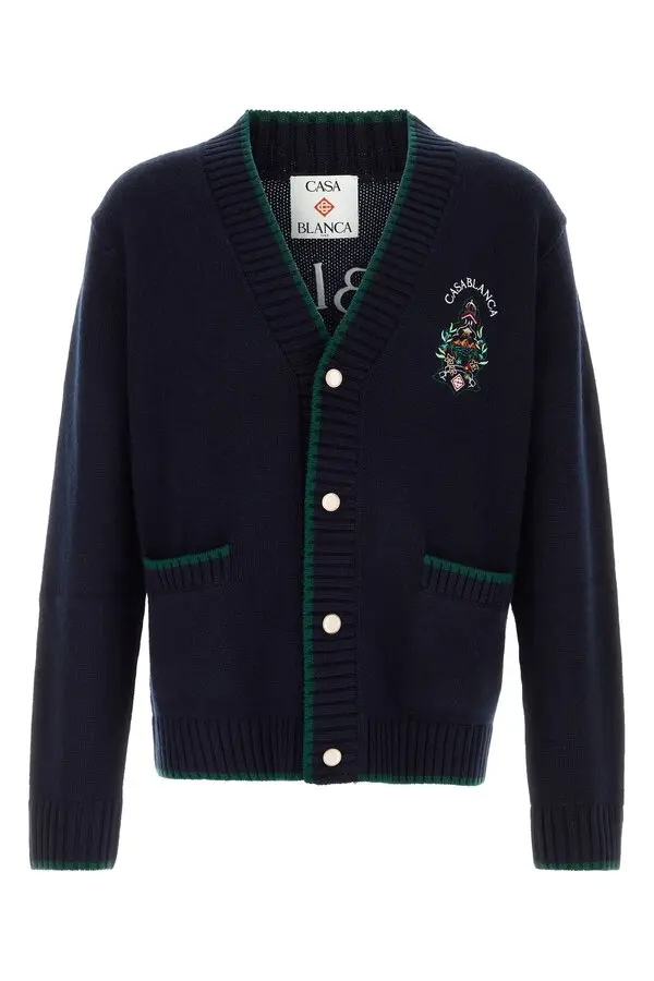 Casablanca Navy Wool Blend Cardigan