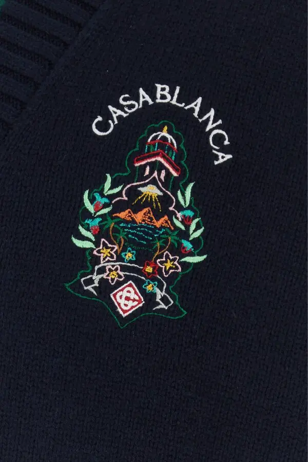 Casablanca Navy Wool Blend Cardigan