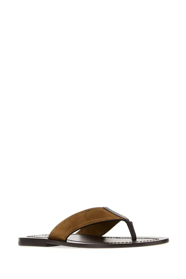 THE ROW Biscuit Suede Dan Thong Slippers