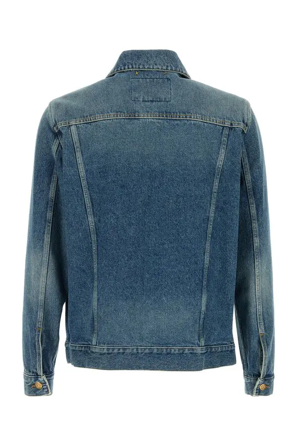 GOLDEN GOOSE Distressed Stonewashed Denim Jacket With Metal Half Star Details