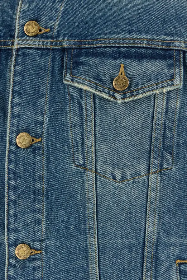 GOLDEN GOOSE Distressed Stonewashed Denim Jacket With Metal Half Star Details