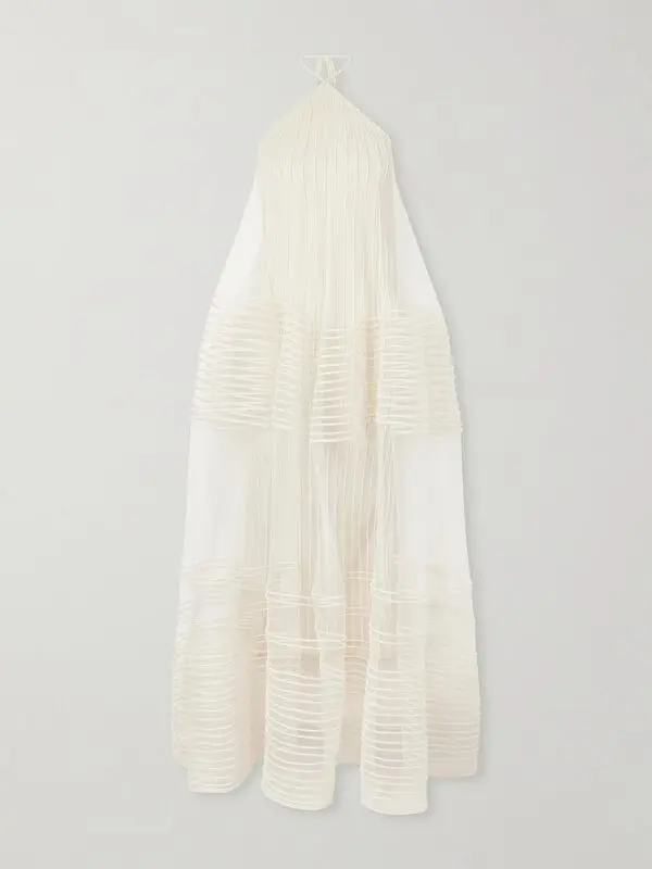 Jacquemus Epi Embroidered Tulle Maxi Dress - Neutrals