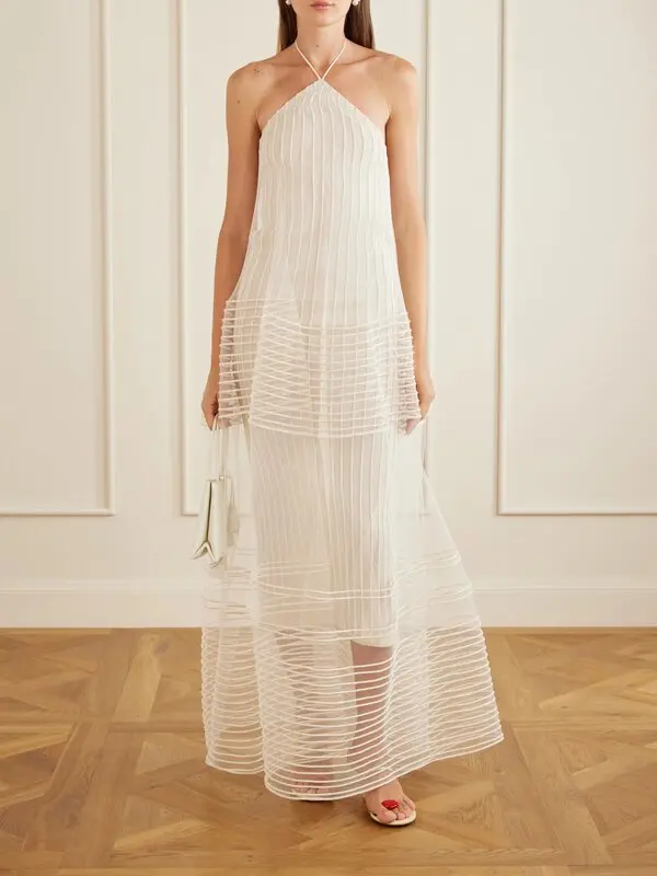 Jacquemus Epi Embroidered Tulle Maxi Dress
