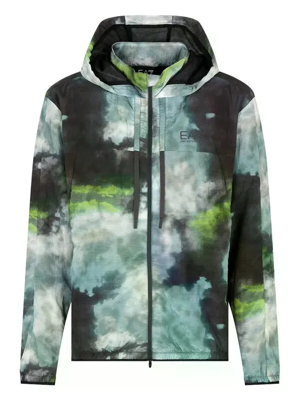 EA7 Abstract Print Hooded Jacket