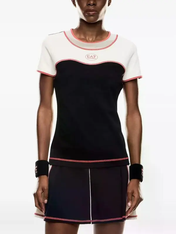 EA7 Colour-block Panelled T-shirt - Black