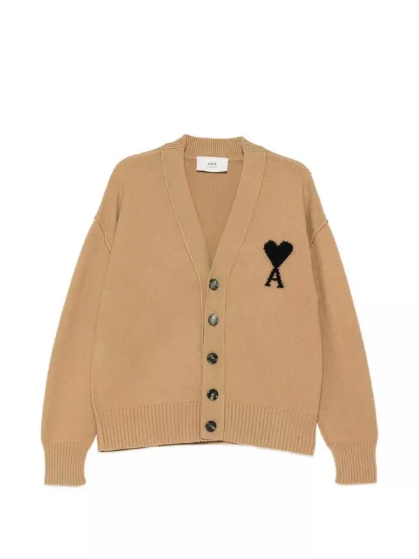 AMI Paris De Coeur Cardigan - Brown