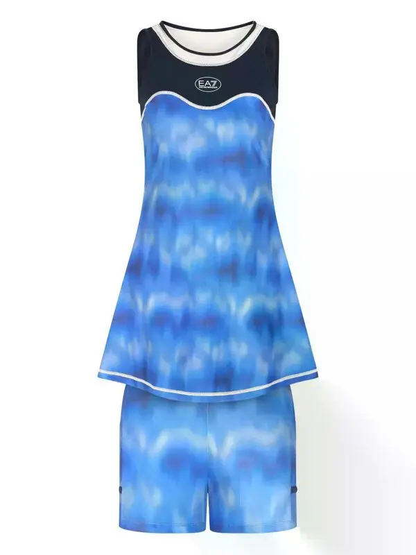 EA7 Abstract Print Tennis Dress - Blue