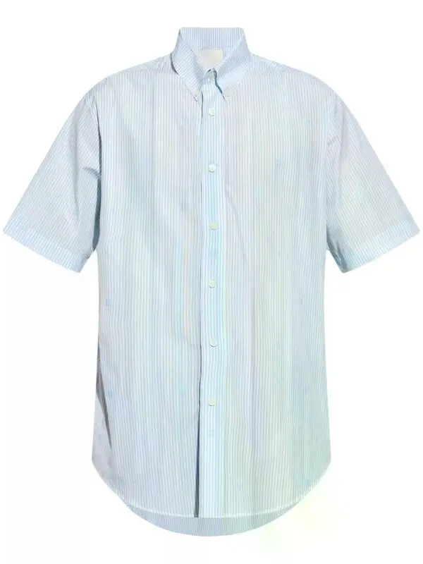 Givenchy Striped Short-sleeved Cotton Shirt - Blue