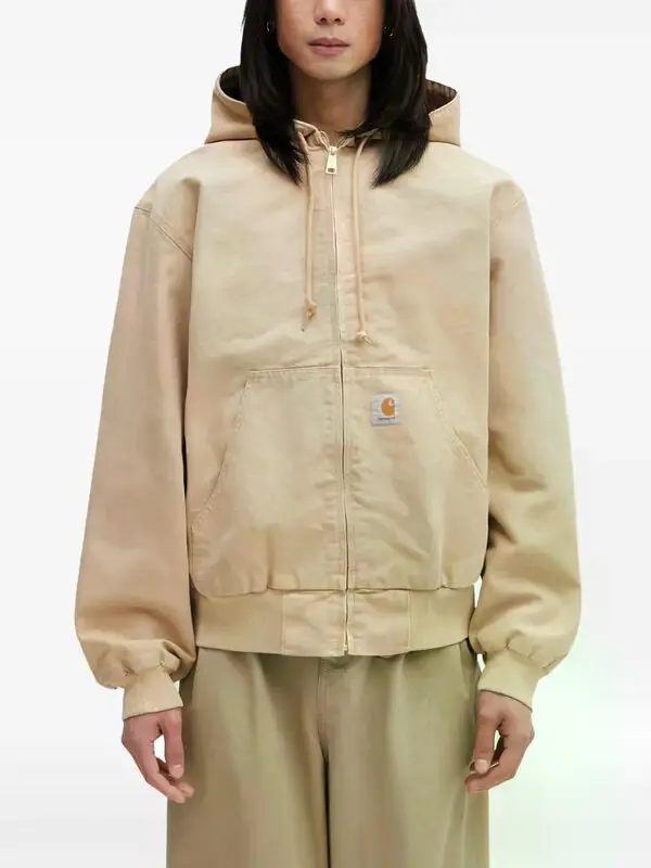 Carhartt Work In Progress Beige Canvas Textured Hooded Jacket - Neutrals