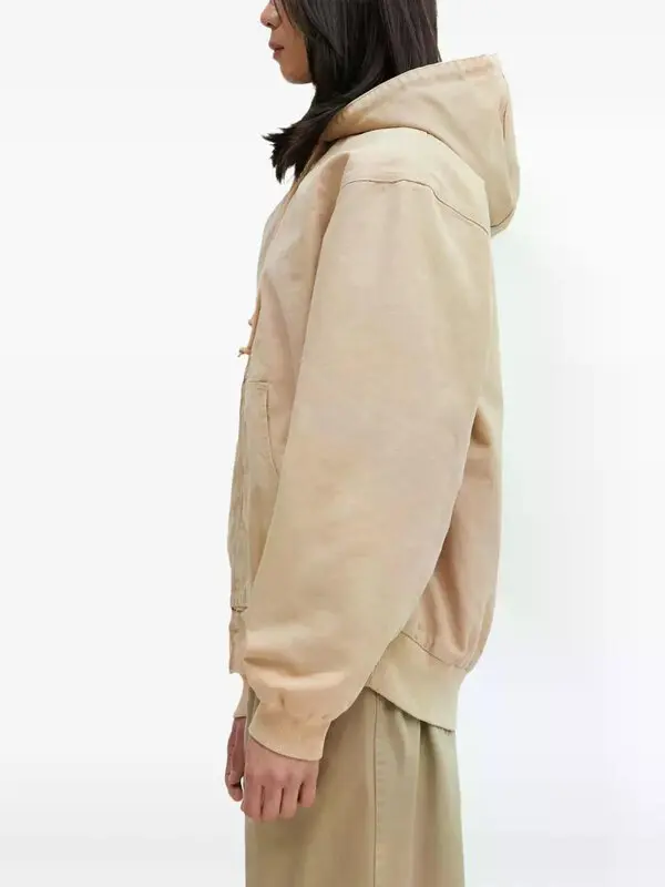 Carhartt Work In Progress Beige Canvas Textured Hooded Jacket