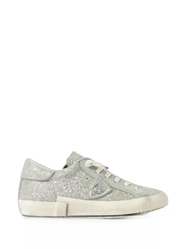 Philippe Model Glitter Effect Panelled Sneakers
