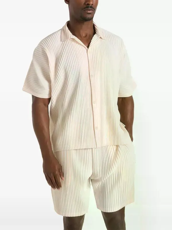 Manière De Voir Justin In Cream Pleated Boxy Shirt - Neutrals