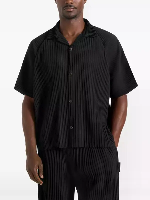 Manière De Voir Justin In Pleated Boxy Shirt - Black