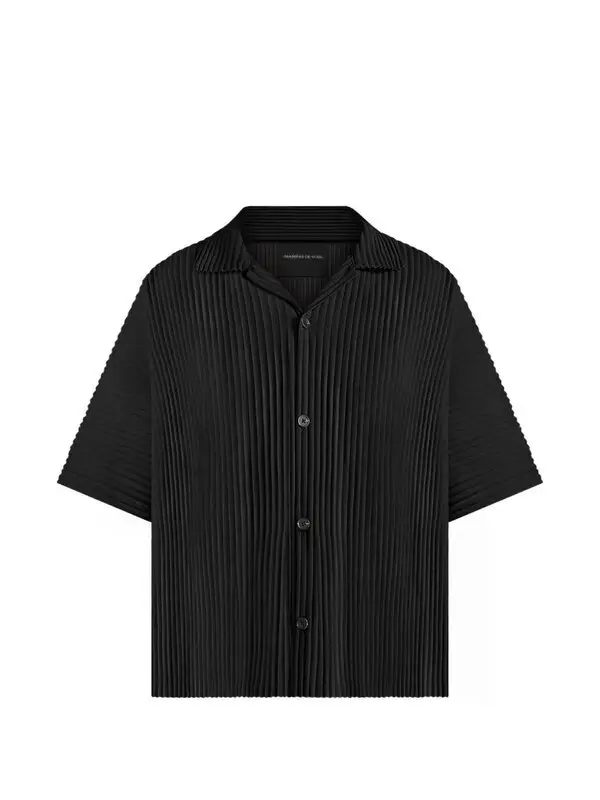 Manière De Voir Justin In Pleated Boxy Shirt - Black