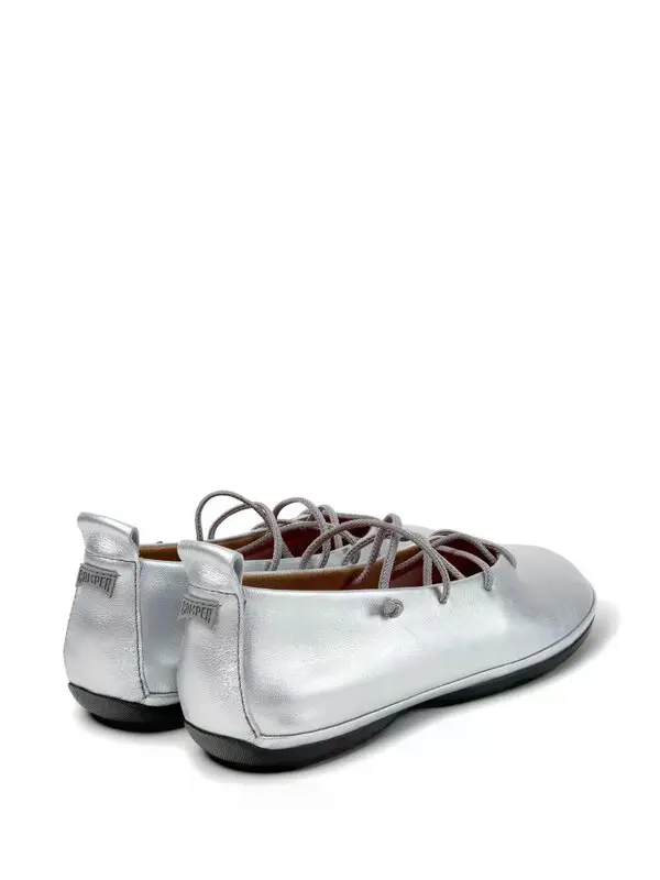 Camper Nina Lace-up Ballet Flats - Silver