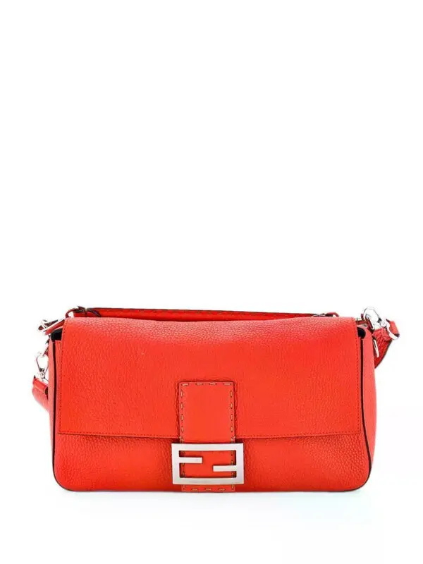 Fendi Selleria Baguette Nm Bag Leather - Red