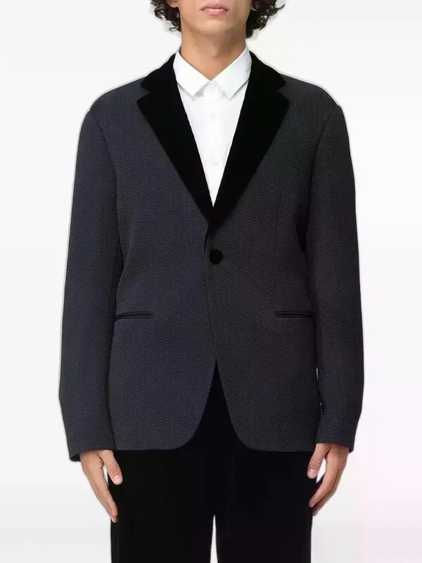 Giorgio Armani Contrast-lapel Textured-finish Blazer