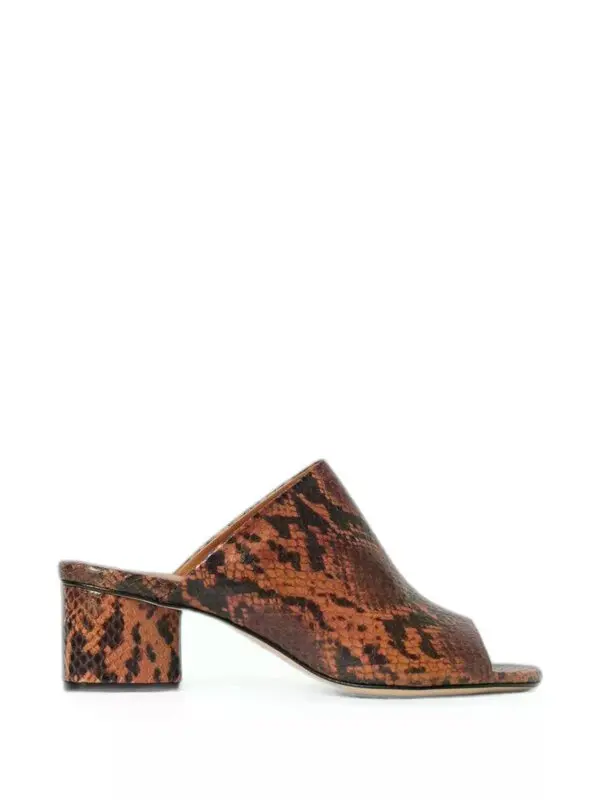 VIC MATIE Python Print Leather Sandals - Brown