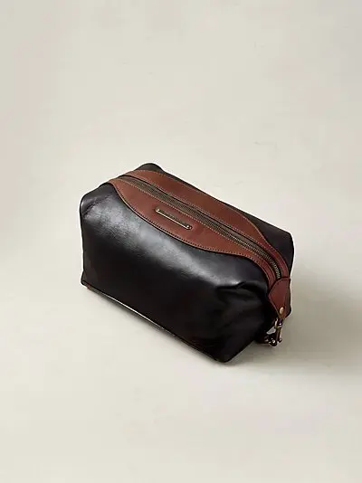 Overland Fairfield Leather Dopp Kit - Black