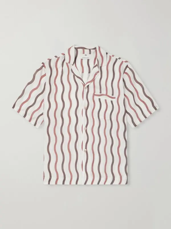 Frescobol Carioca La Marzocco Striped Tencel® And Linen-blend Pyjama Shirt - Neutrals