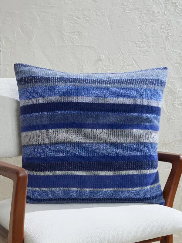 THE ELDER STATESMAN Striped Knitted Cashmere Pillow