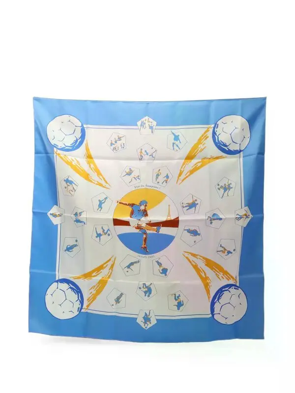 Hermès 2010s Vive Les Champions! Carré 90 Silk Scarf - Blue