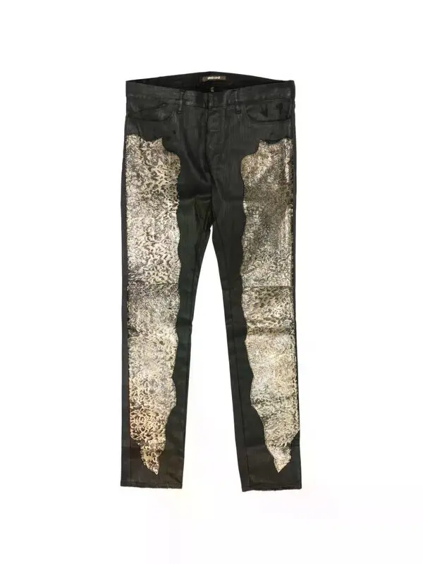 Roberto Cavalli Leopard-print Metallic-effect Jeans