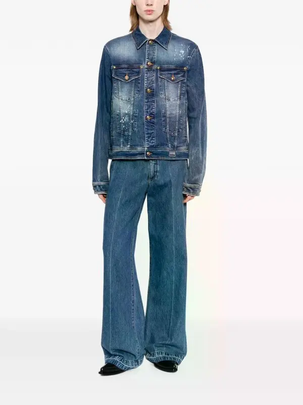 Versace Paint-splatter Faded Denim Jacket