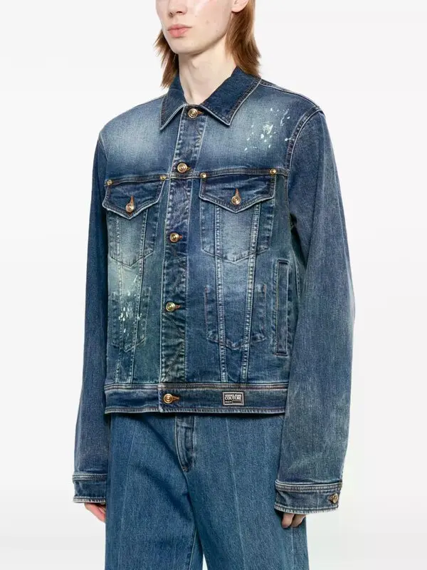 Versace Paint-splatter Faded Denim Jacket