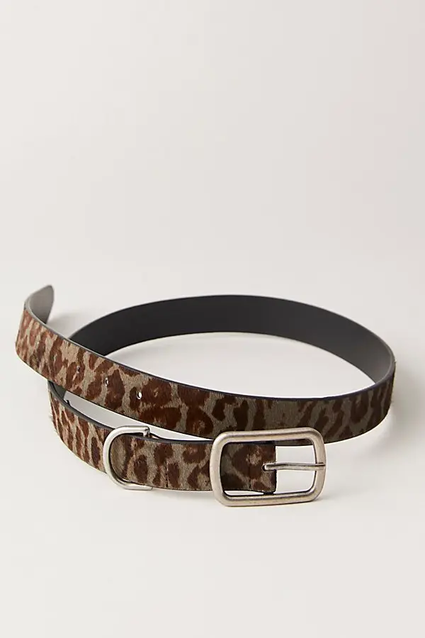 Free People Scout Slim Belt - Grey Leopard