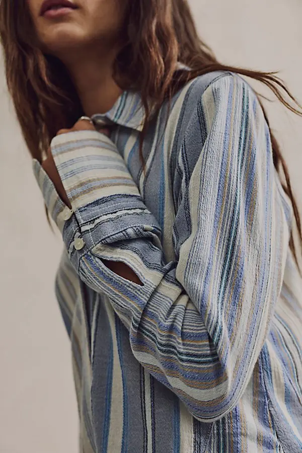 Free People We The Free Mallory Striped Shirt - Ivory Combo