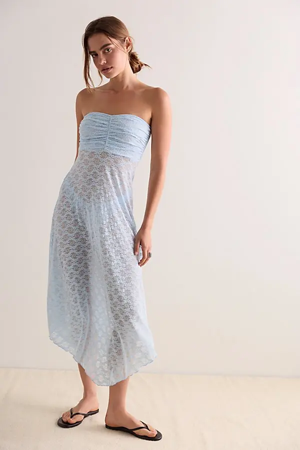 Only Hearts Farah Lace Midi Slip Dress - Cascade