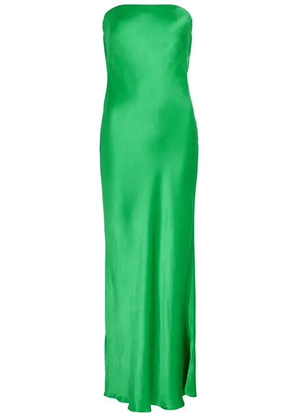 Bec & Bridge Strapless Satin Maxi Dress With Cut-out Detail
