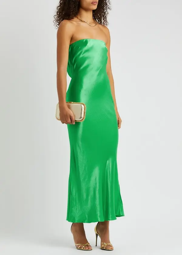 Bec & Bridge Strapless Satin Maxi Dress With Cut-out Detail